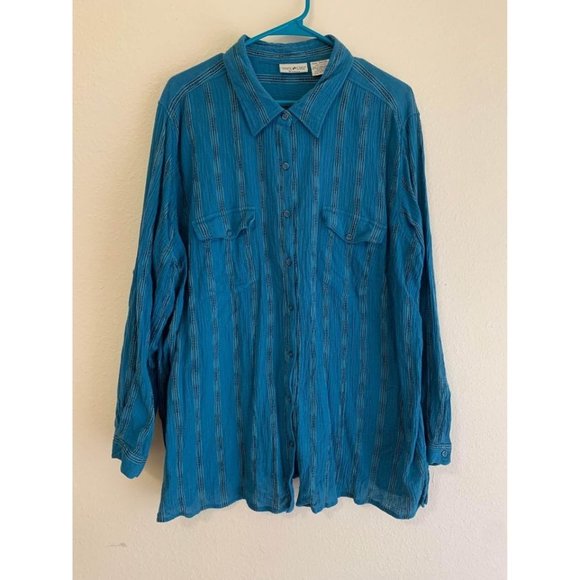 White Stag | Tops | Vintage White Stag Womens Casual Button Down Shirt Plus Size 22w24w Teal ...